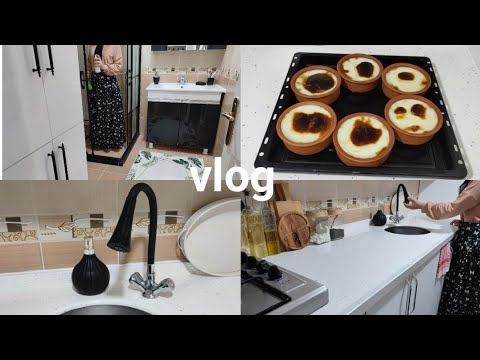 Temizlik vlog,Banyo duşakabin temizliği ✨Yeni musluk başlığı 🌿Fırın sütlaç, sessiz vlog
