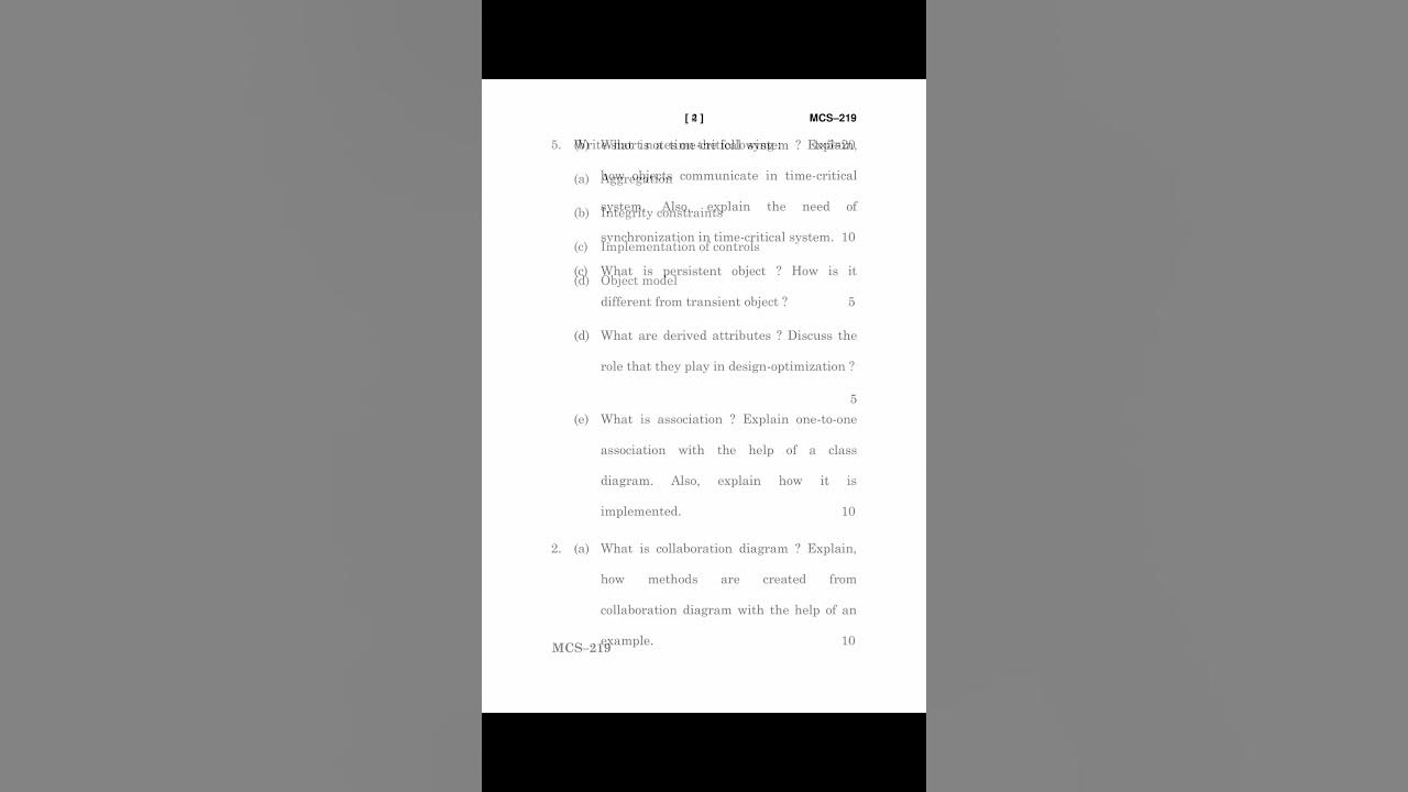 #Shorts MCS-219 JUNE 2024 Question Paper (Object Oriented Analysis and Design) - YouTube