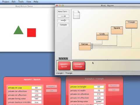 BlueJ : Using methods and parameters with the figures project - YouTube