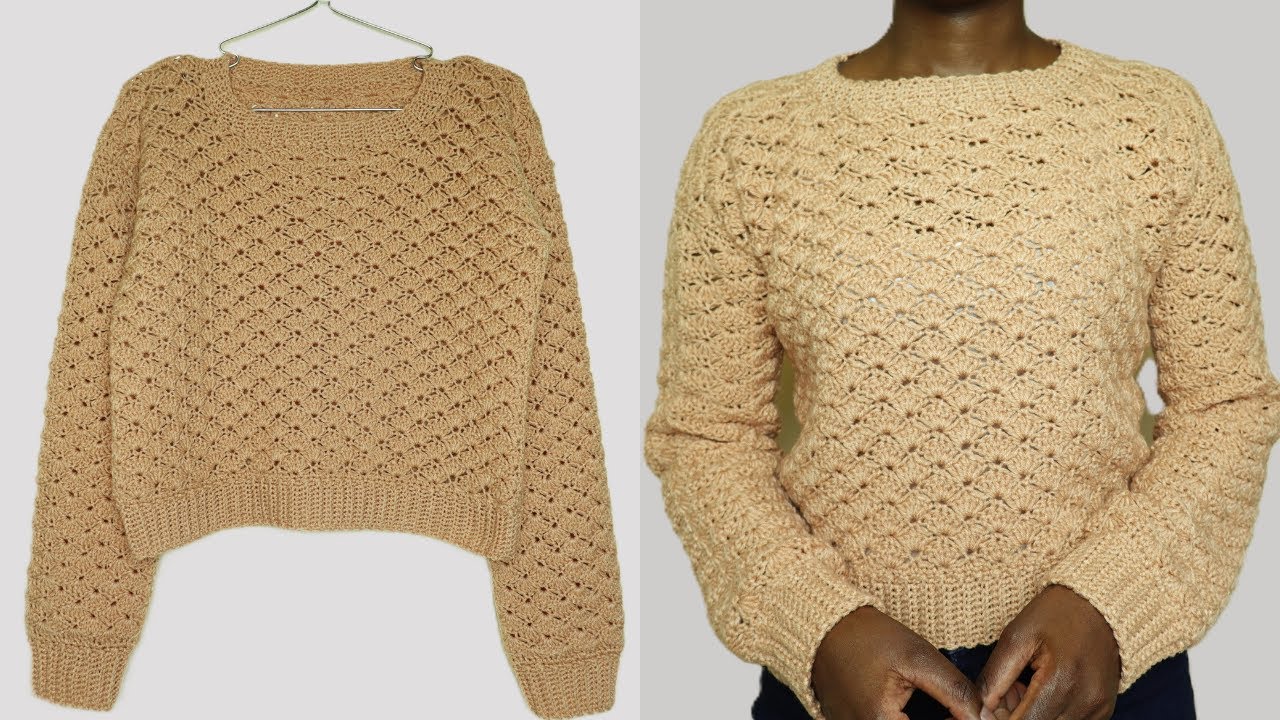 Easy Crochet Sweater | Crochet Shell Stitch Sweater - YouTube