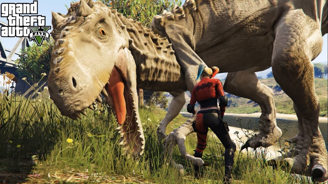 T-Rex & I-Rex VS Harley Quinn - Epic Battle (GTA 5) - YouTube