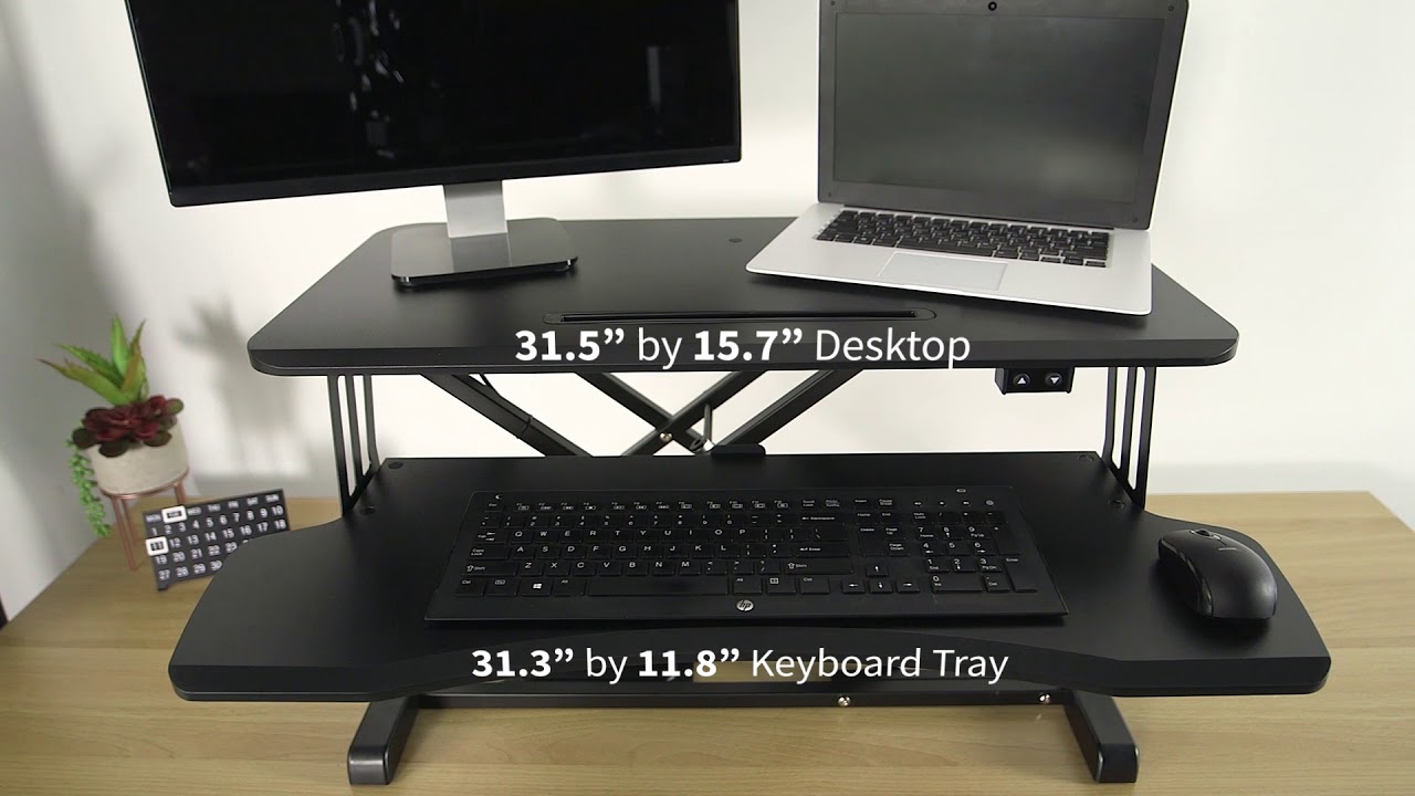 DESK-V001KE Black 32" electric desk riser by VIVO - YouTube