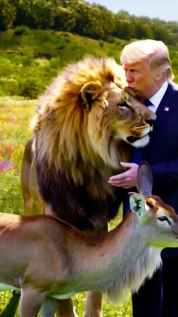 Trump with lion🥵/Ai made video/#trump#amrican#aivideo #aishorts # ...