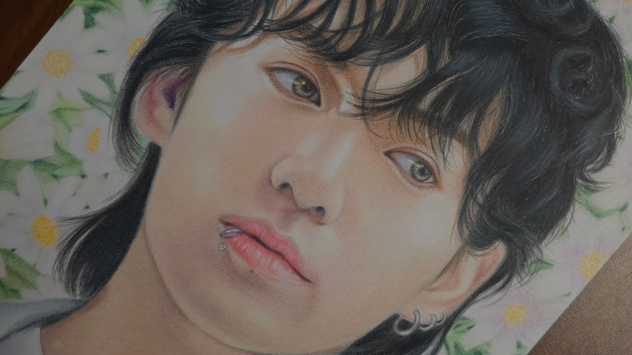 How to draw BTS JUNGKOOK 정국 in color pencils Part 4 [Coloring step by ...