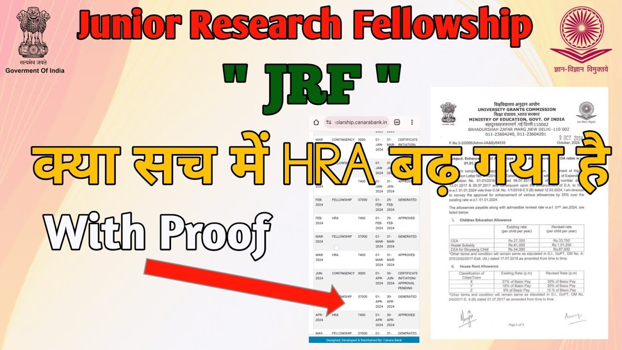 JRF HRA INCREASE 2025 || UGC JRF HRA INCREASED FROM JANUARY 2024 || HOW ...