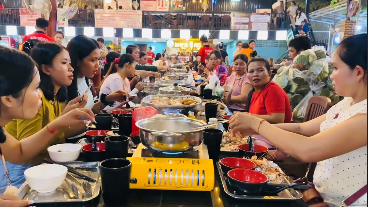Enjoy dining at Samuth Buffet BBQ in Battambang - YouTube