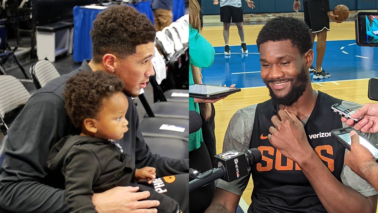 Deandre Ayton happy after his son plays with Devin Booker, Suns ...