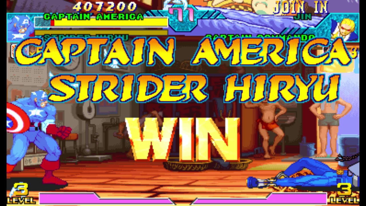 Marvel vs Capcom 1 ( Arcade ) - Strider Hiryu / Captain America ...