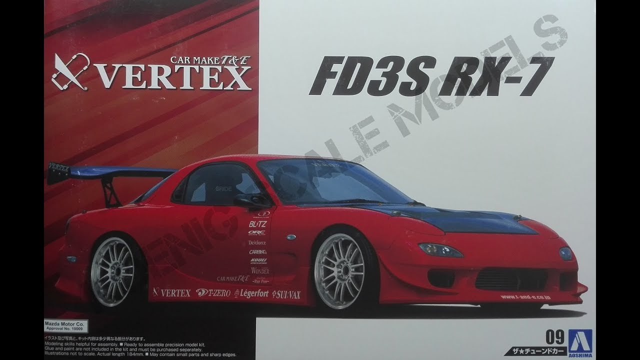 Обзор Mazda Vertex FD3S RX-7 '99 Aoshima 1/24 (сборные модели) - YouTube