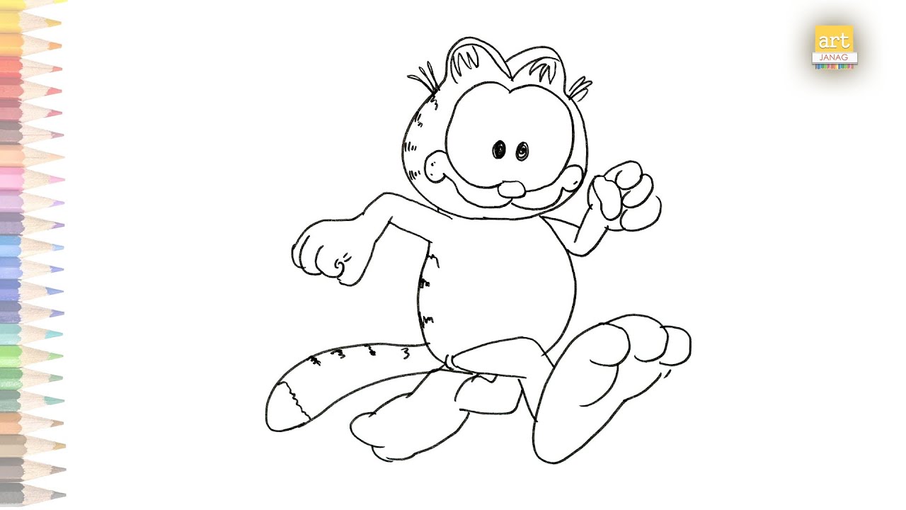 Garfield runs sketch easy | How to draw Garfield Run vs Garfield Rush ...