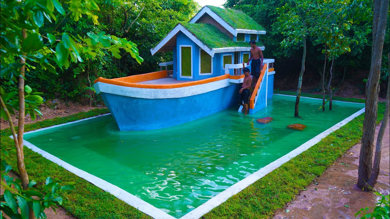 [Full Video]:Build The Most Creative Modern boat villa house & Swimming ...