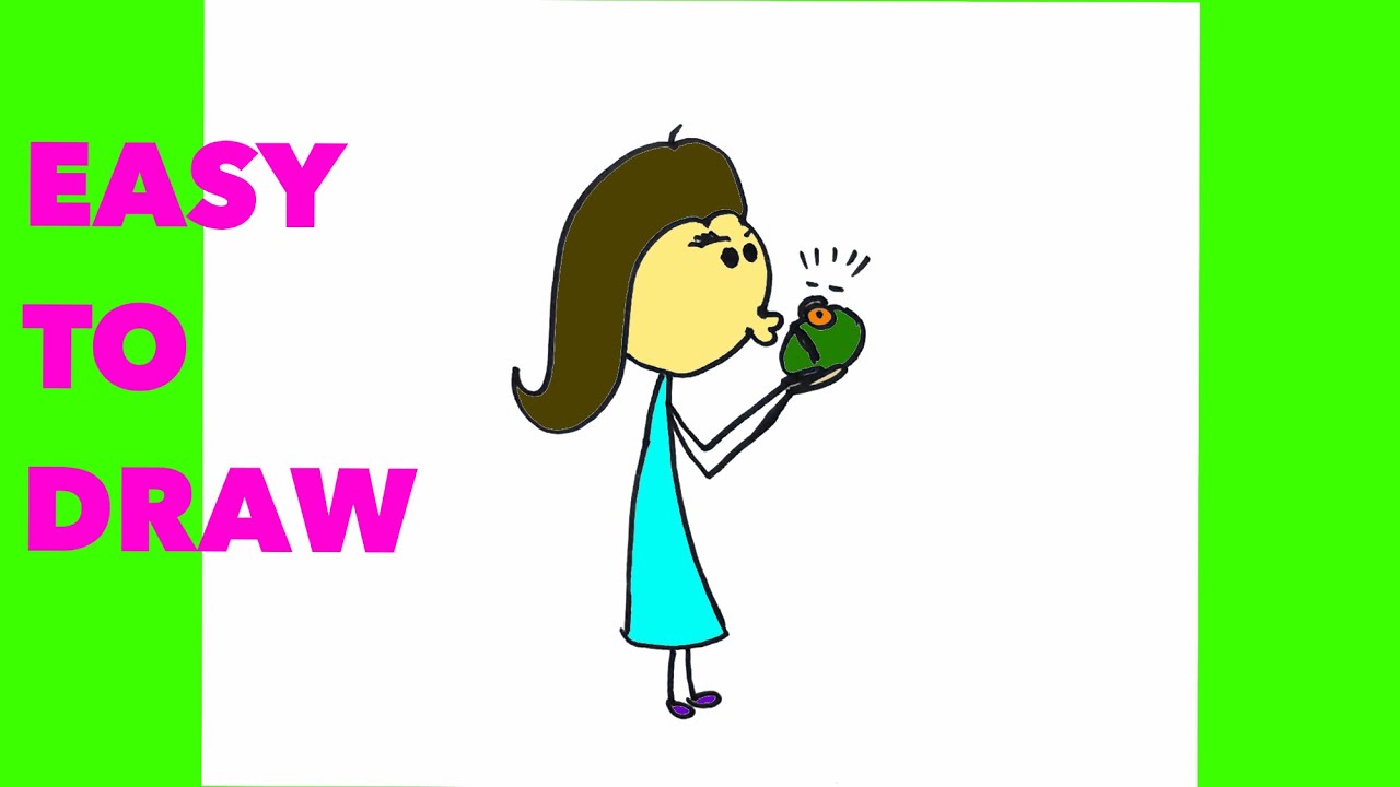 SUPER EASY DRAWING STICK GIRL KISSY FROG 🐸 #easydrawing - YouTube