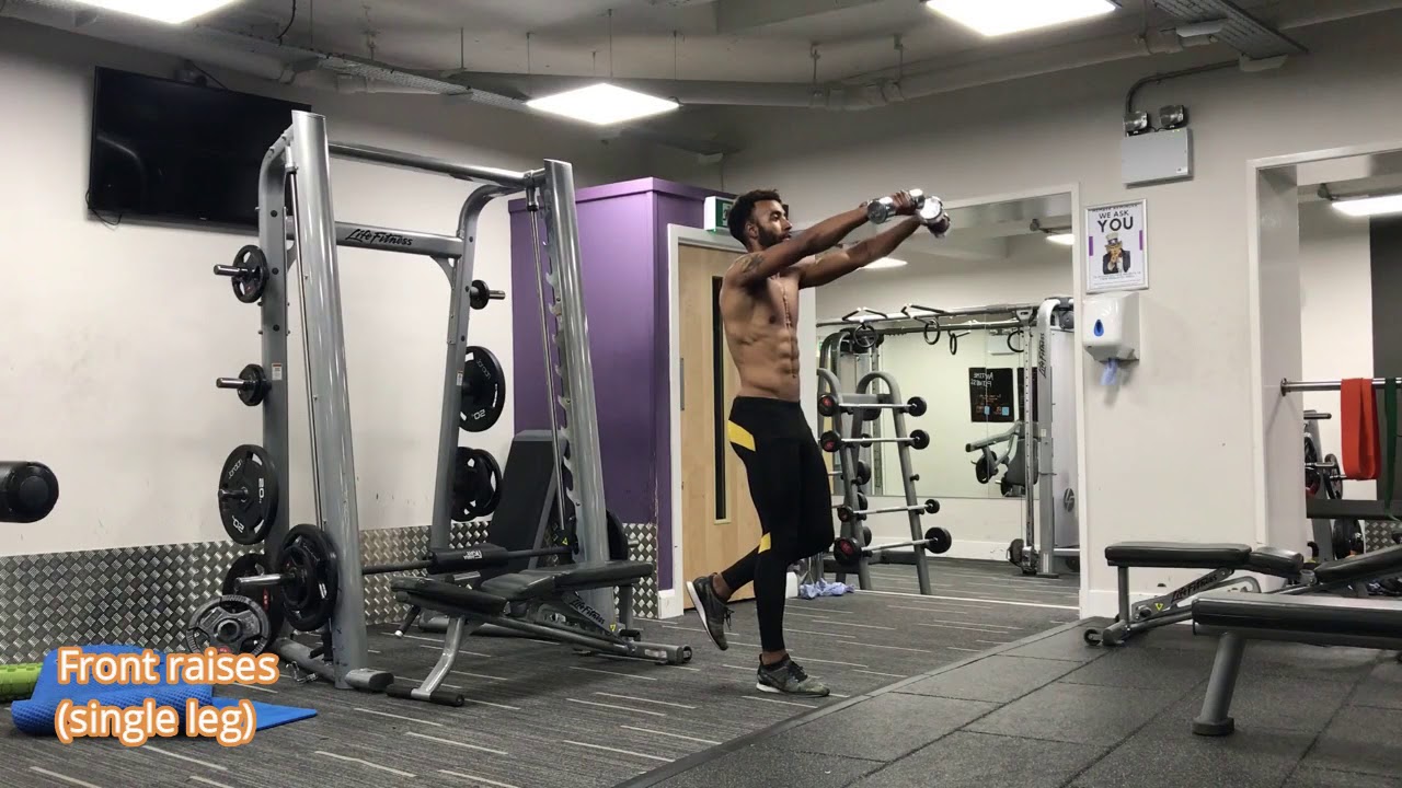 Front raise (single leg) - YouTube