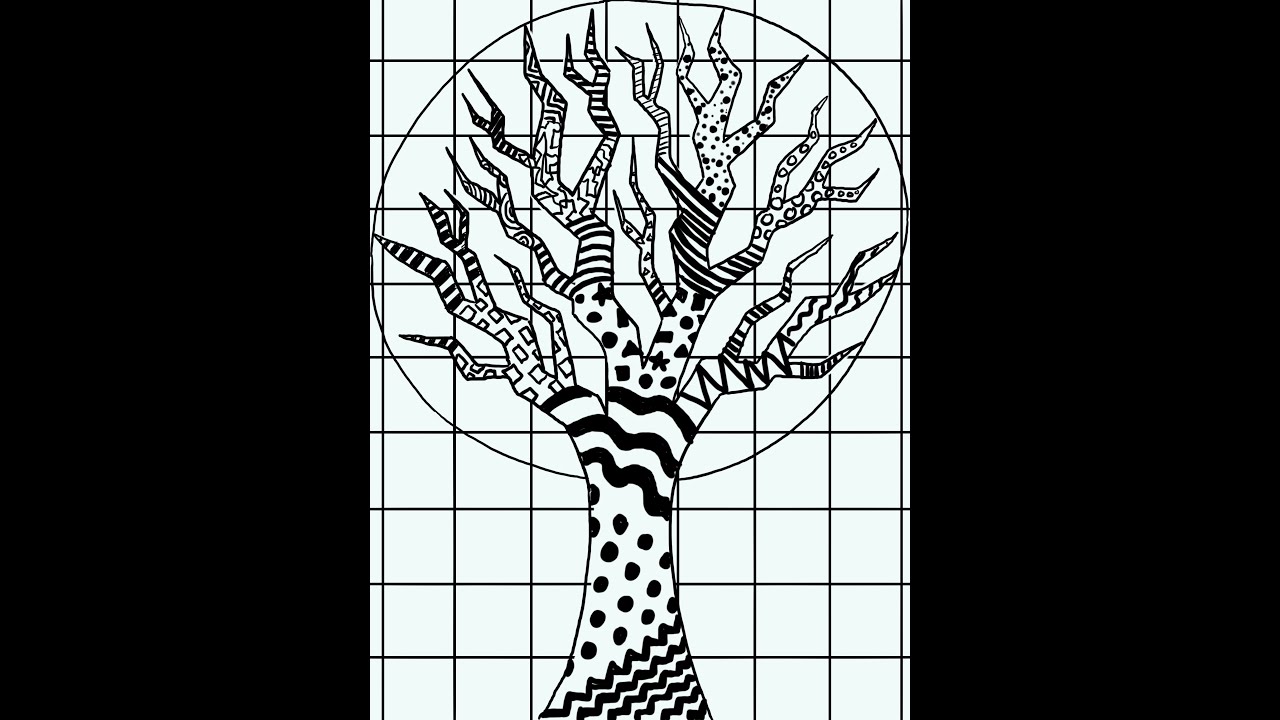 Fifth grade Color theory tree with line pattern and value part two ...