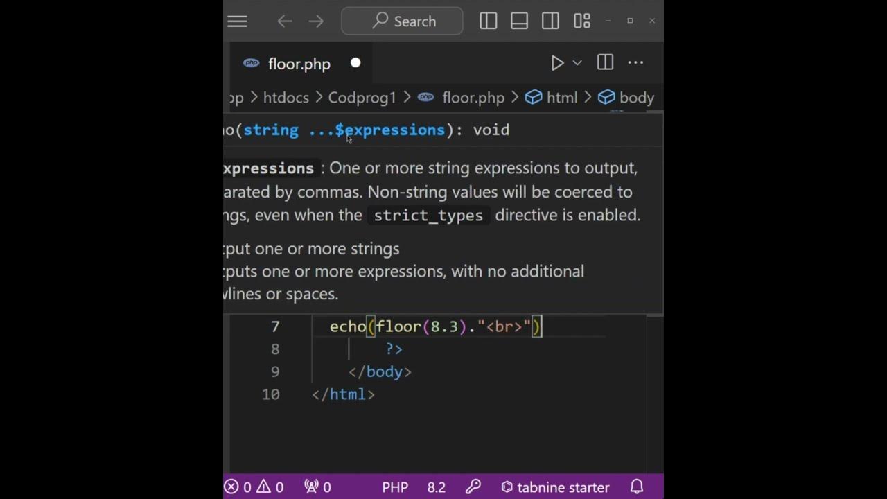 Math floor Predefined Function | PHP #shorts #php #trending #coding - YouTube