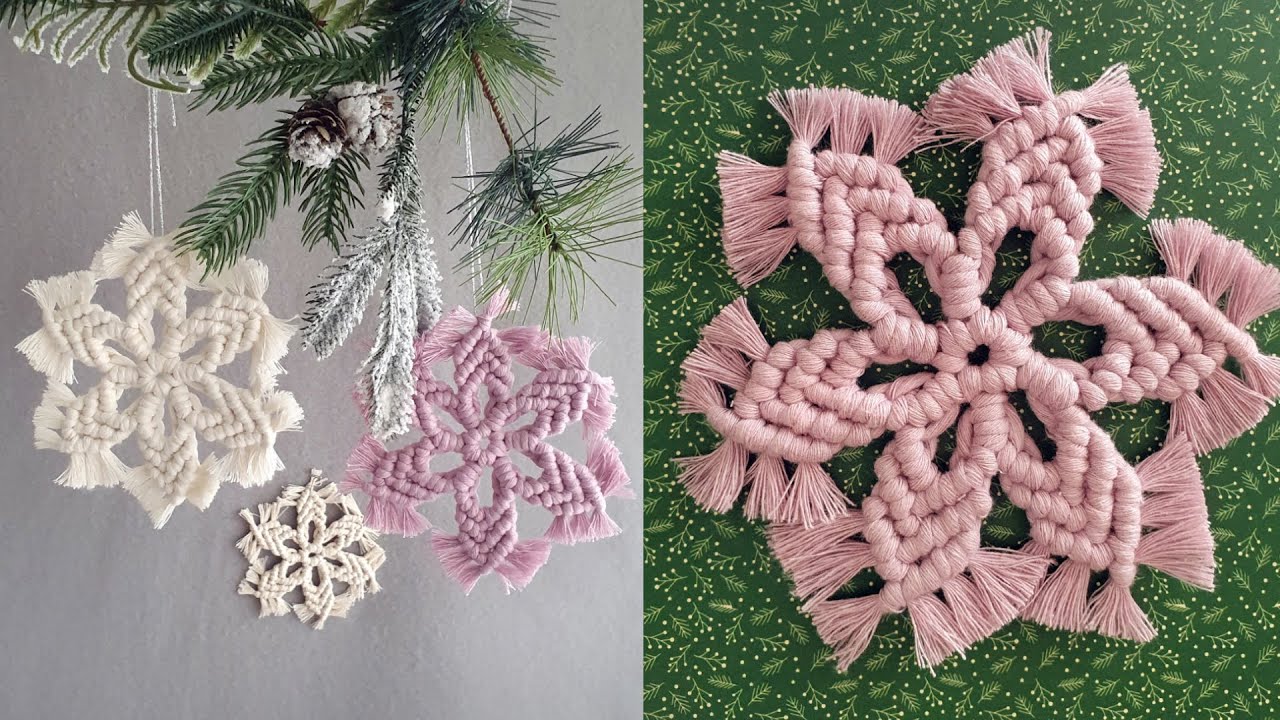 DIY: Hanging Macrame Snowflakes ️ - YouTube