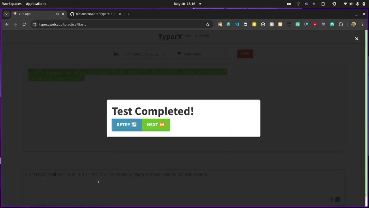TyperX, typing practice app for Software Engineers :) #react #typing # ...