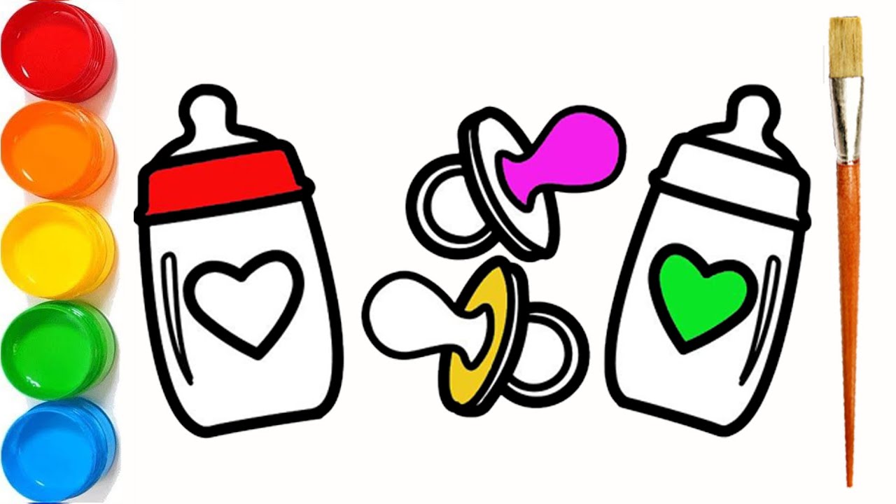 How to draw Baby Bottles For Kids & Toddlers | Easy Drawing and ...