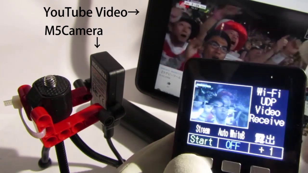 M5Stack & M5Camera WiFi UDP Video Transer experiment - YouTube