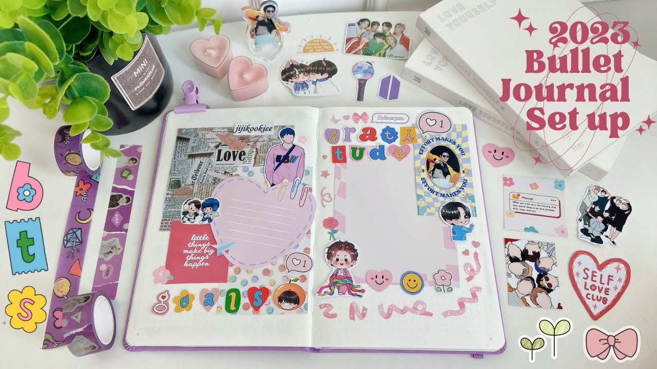 2023 Bullet Journal set up 🧸💫 with BTS stickers 🎀 - YouTube