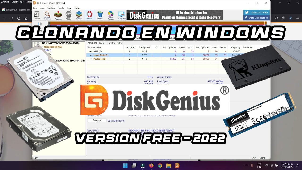 Como Clonar de Disco Duro a SSD desde Windows, con DiskGenius EN ESPAÑOL ¡NUEVA VERSIÓN! - YouTube