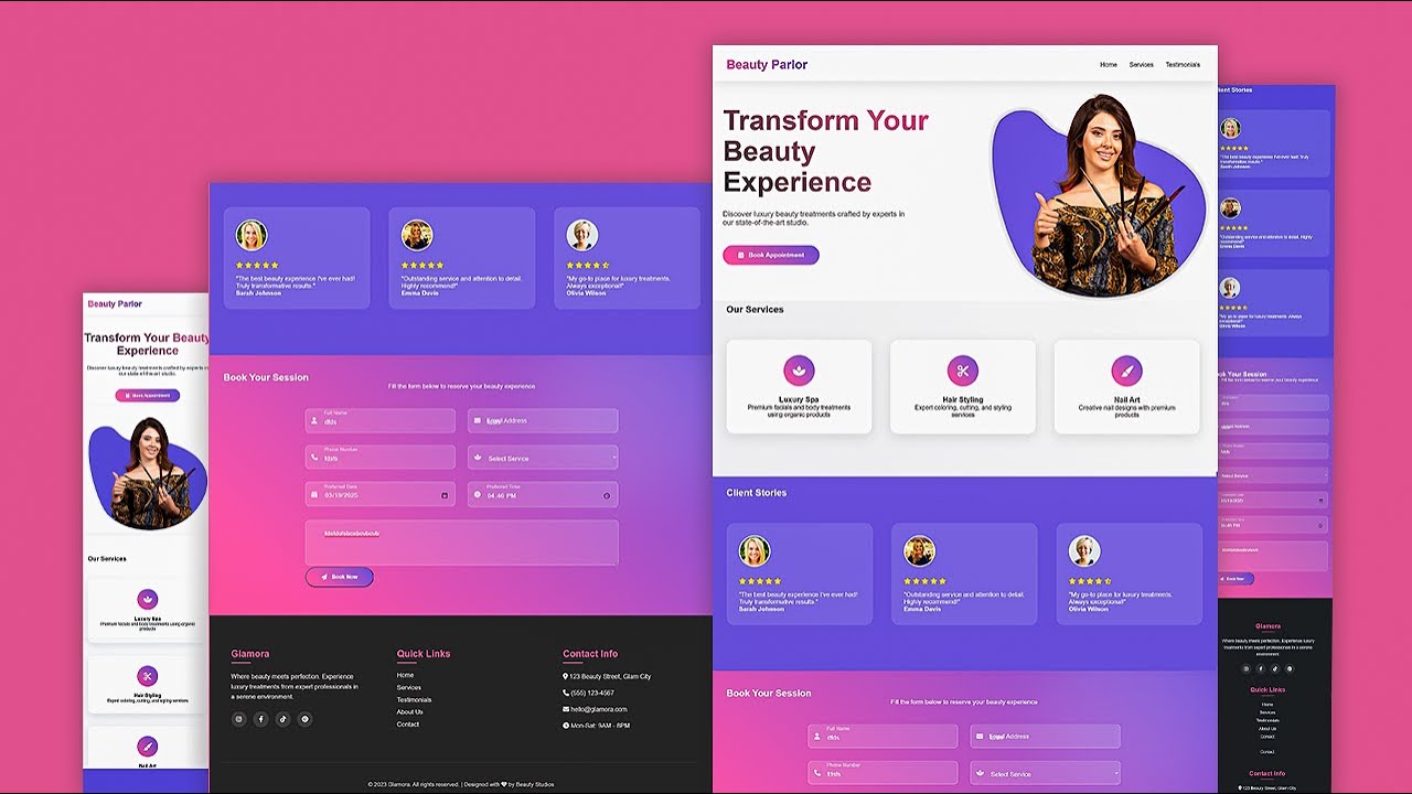 💇 Create a Modern Beauty Parlor Website | Responsive Design with HTML, CSS & JS | MZCode01 # ...
