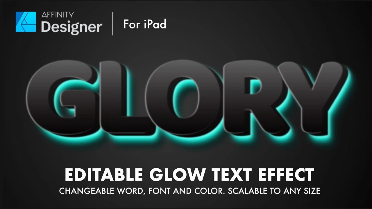 EDITABLE 3D GLOW TEXT EFFECT | AFFINITY DESIGNER FOR iPAD TUTORIAL - YouTube