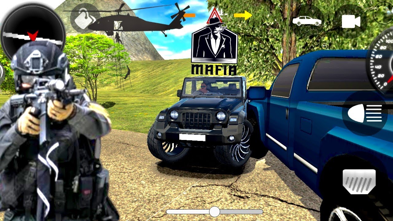 Modified mahindra thar mafiya game play in village road and and back ...