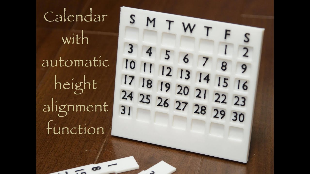 Desk calendar with automatic height alignment function - YouTube