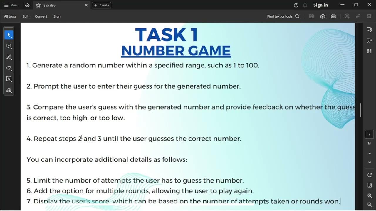 CodSoft (Java Development) - Task 1 - Number Game #webdevelopment #internship - YouTube