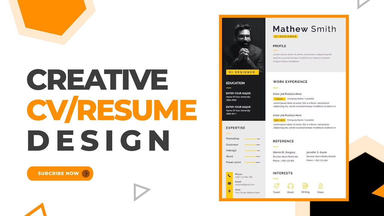 Creative CV/Resume Design in Adobe Illustrator CC - YouTube