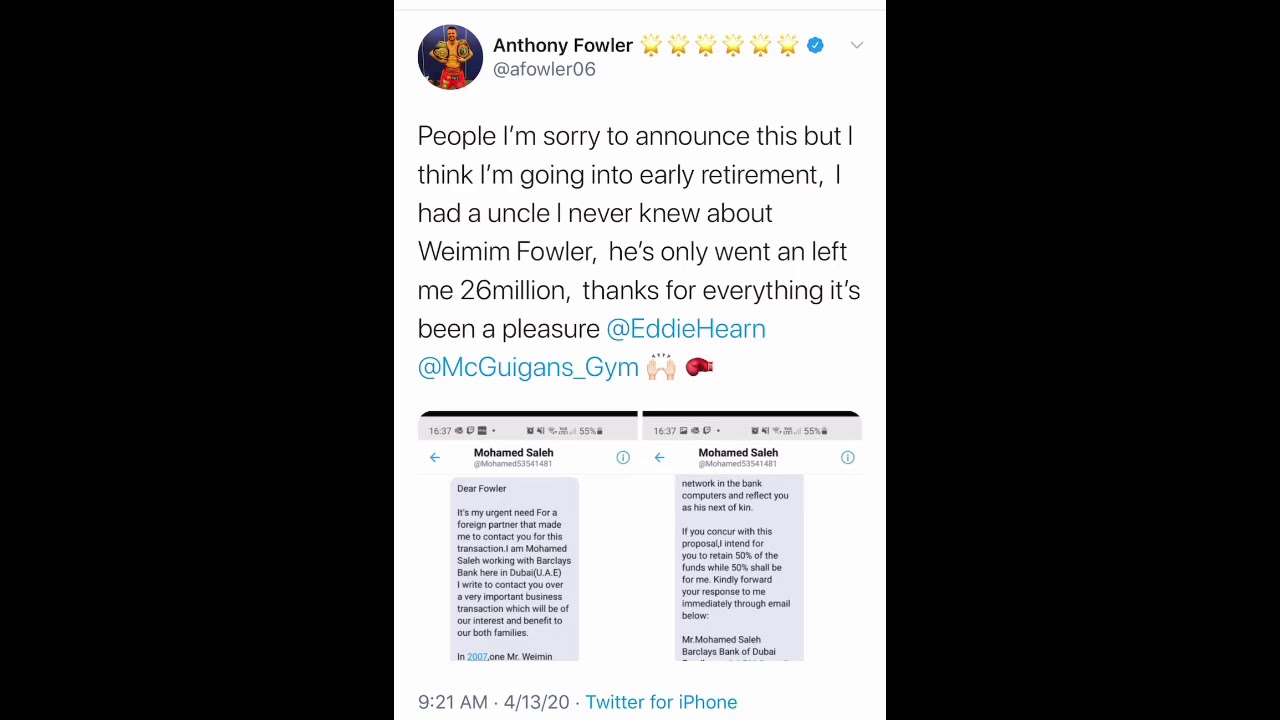 would you retired from boxing if your uncle give you 26 million ...