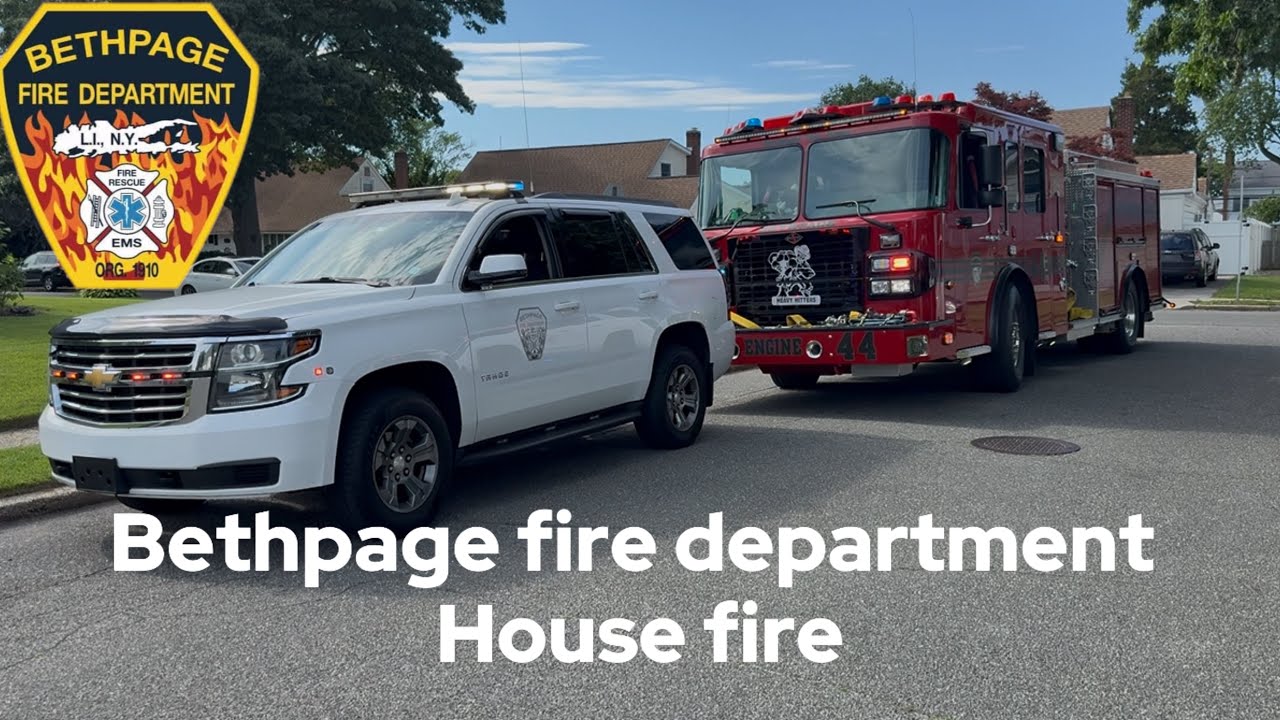 Bethpage fire department handling a report of a house fire - YouTube