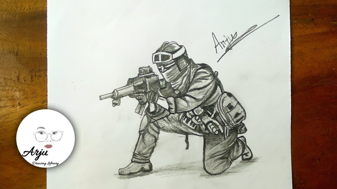 How to Draw Soldier Easy | Army Soldier Drawing step by step | - YouTube