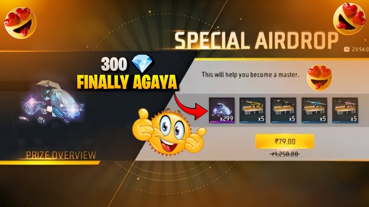 Airdrop finally agaya 300 Diamond 💎 in free fire 🔥 || Free fire Airdrop ...