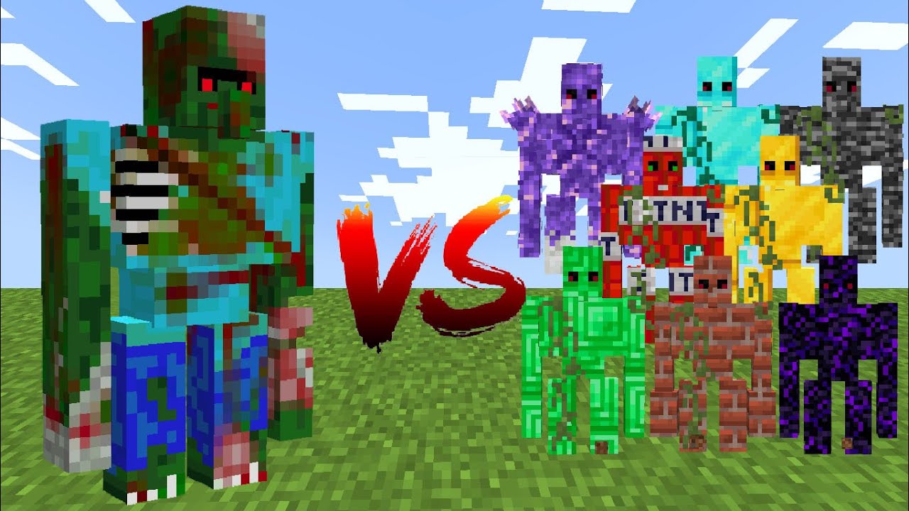 MUTANT ZOMBIE VILLAGER vs ALL GOLEMS - YouTube