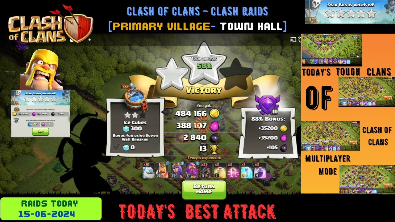 CoC - Clash Raids [Primary Village - 15-06-2024] - Town Hall Attack ...