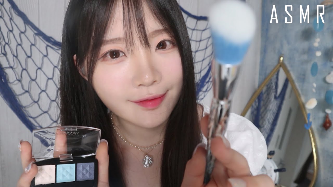 ASMR(Eng) Doing your Make up Sound (Summer Blue Make up) - YouTube