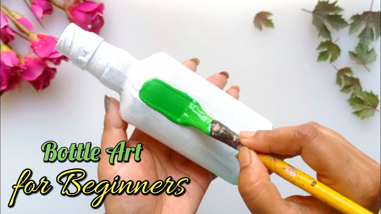 Easy Bottle Art of Beginners | Leaf Bottle Art using Toothbrush ...