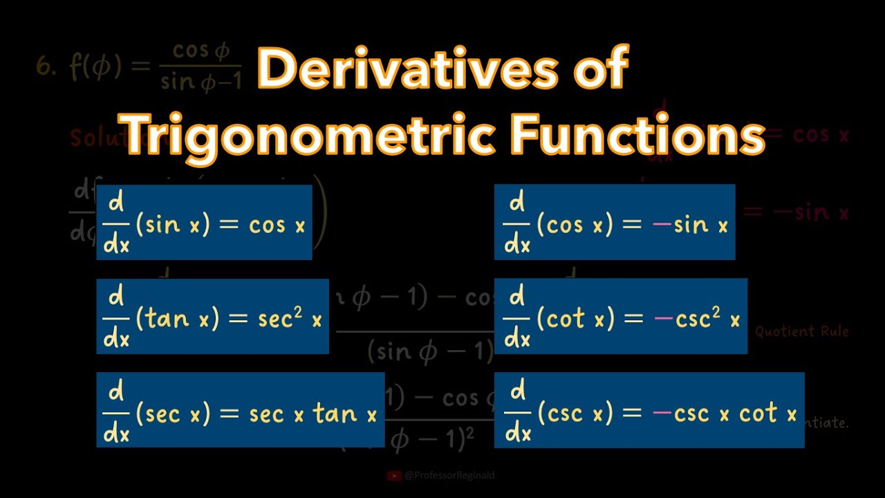 CALCULUS 1 | Derivatives of Trigonometric Functions - YouTube