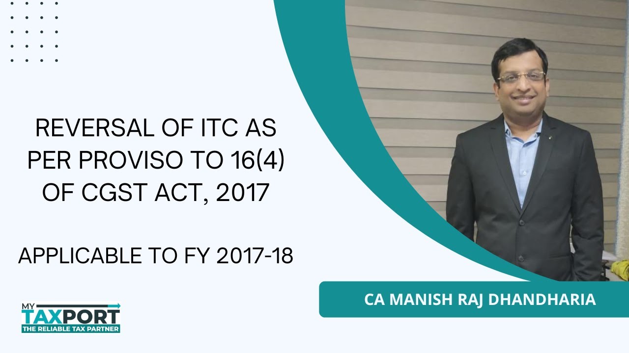 Reversal of ITC as per proviso to 16(4) of CGST Act, 2017 | ASMT 10 ...