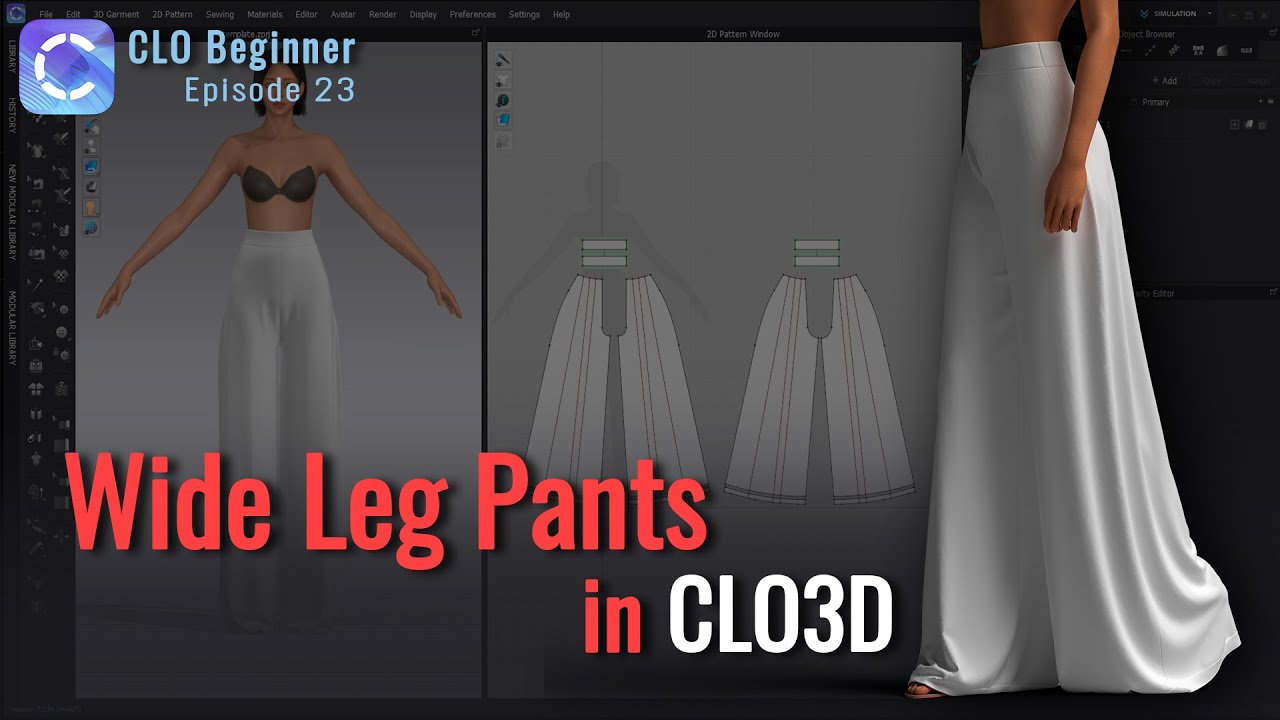 How to Model Wide Leg Pants in Clo3D - CLO Beginner Episode 23 - YouTube