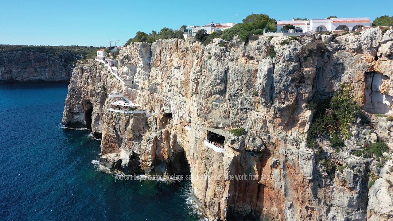Aerial Stock Footage: Flying with Drone over beautiful Coast of Menorca ...