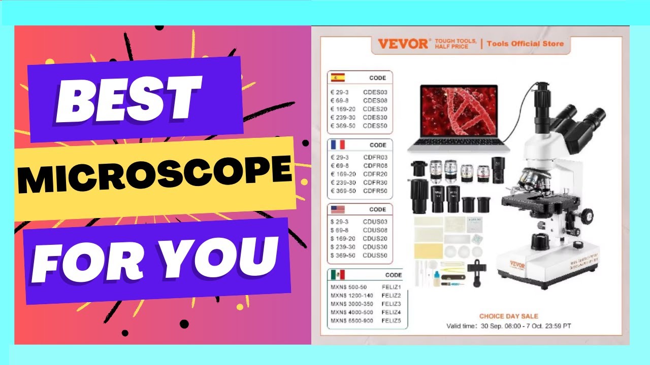 VEVOR Compound Trinocular Microscope 40X-2500/40X-5000X Magnification ...
