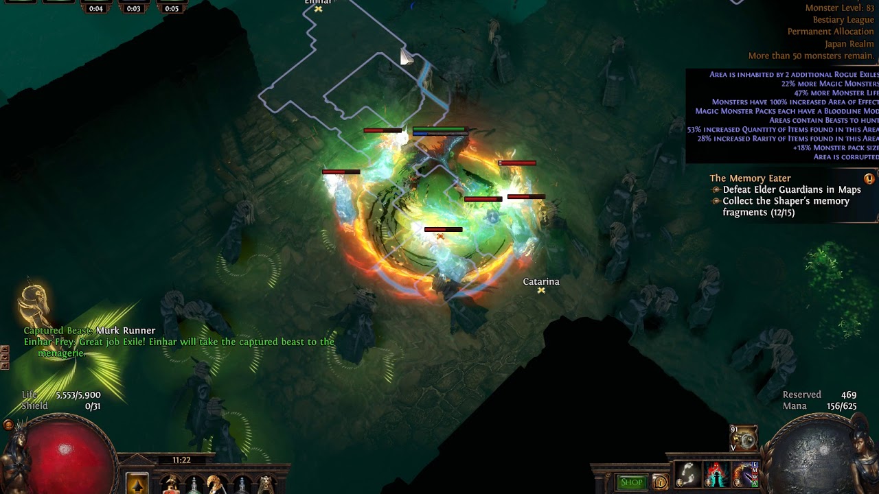 [POE] Reave/BF Champion T15 Hydra / 패스 오브 엑자일 리브/블플 챔피언 히드라 - YouTube