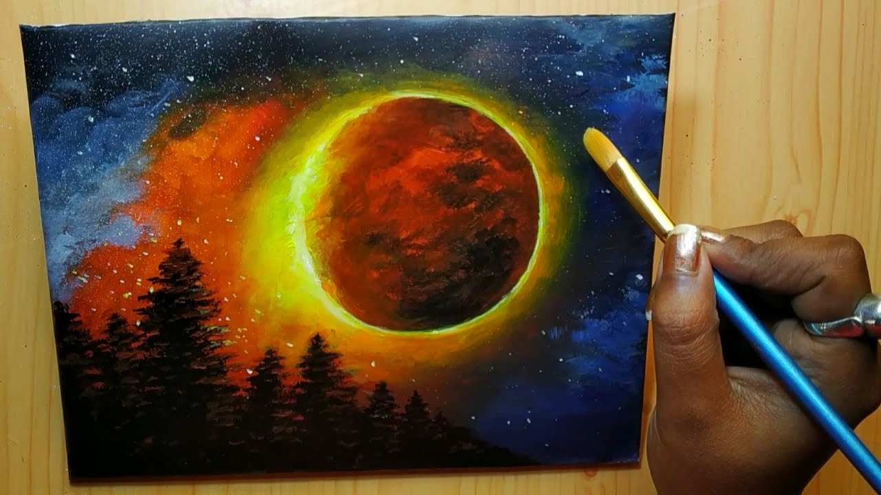 Solar Eclipse painting with acrylic colour - YouTube