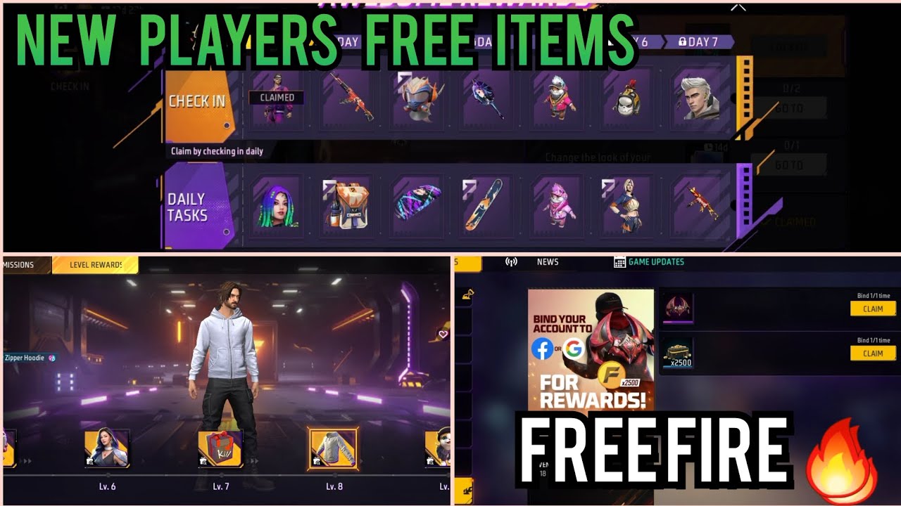 free fire new players reward |free fire new event|level rewards |free ...