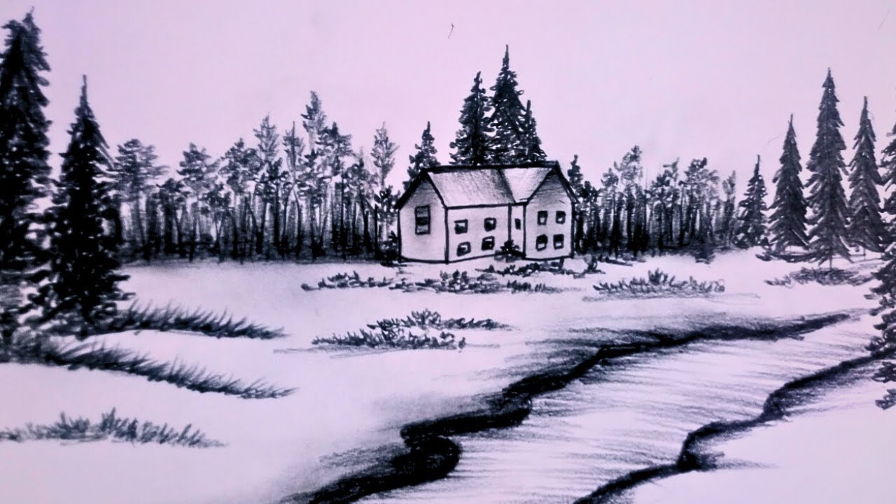 How to draw a realistic Scenery||Easy step for beginners||Javeria ...