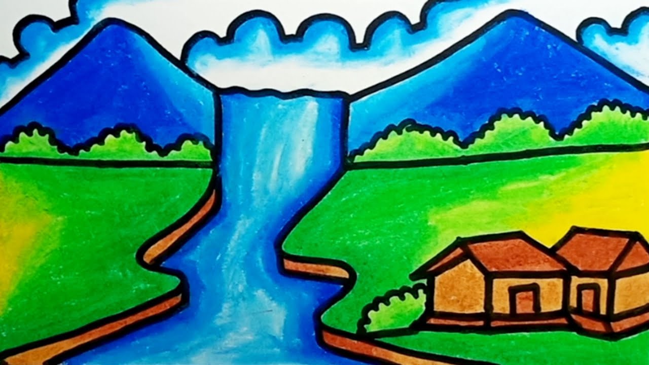 How To Draw Natural Scenery With Watercolor Very Easy |Drawing Natural ...