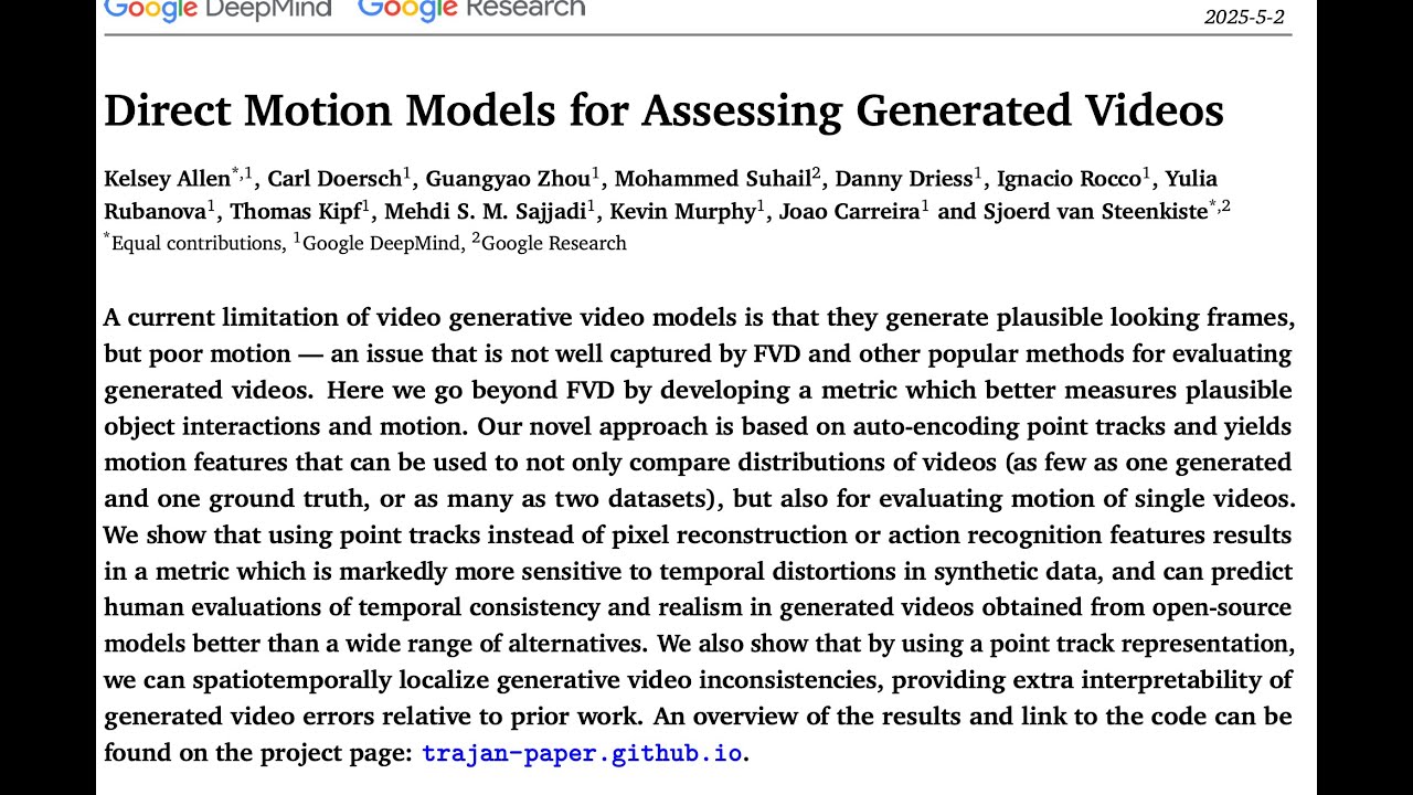 [QA] Direct Motion Models for Assessing Generated Videos - YouTube